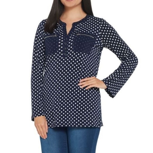 Susan Graver | Tops | Susan Graver Liquid Knit Top With Zipper Pockets ...